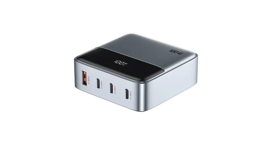 Green Lion 100W GaN Premium UK Plug Adapter - Gray