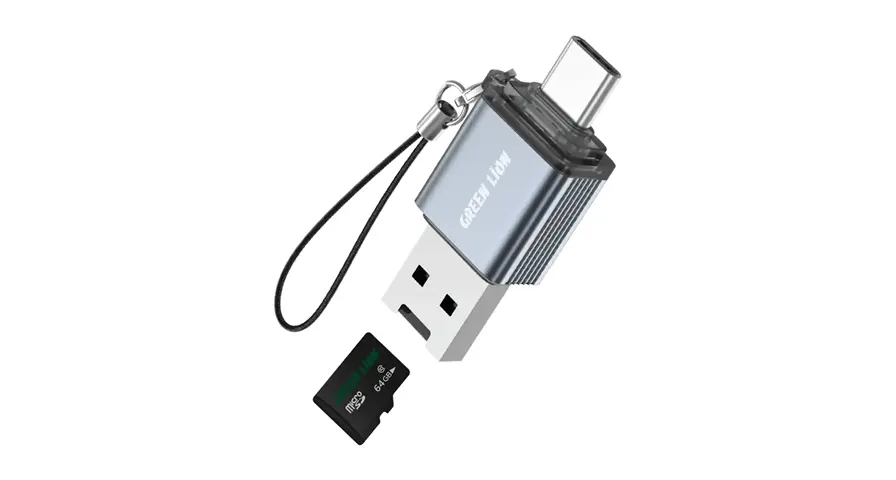 Green Lion 2 in 1 Card Reader - Gray